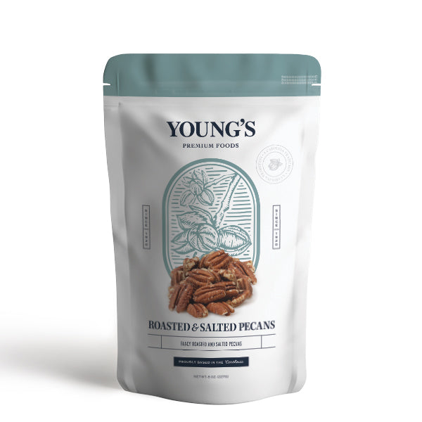 Roasted & Salted Pecans Pouches Twelve - 3.5oz Pouches – Young's ...